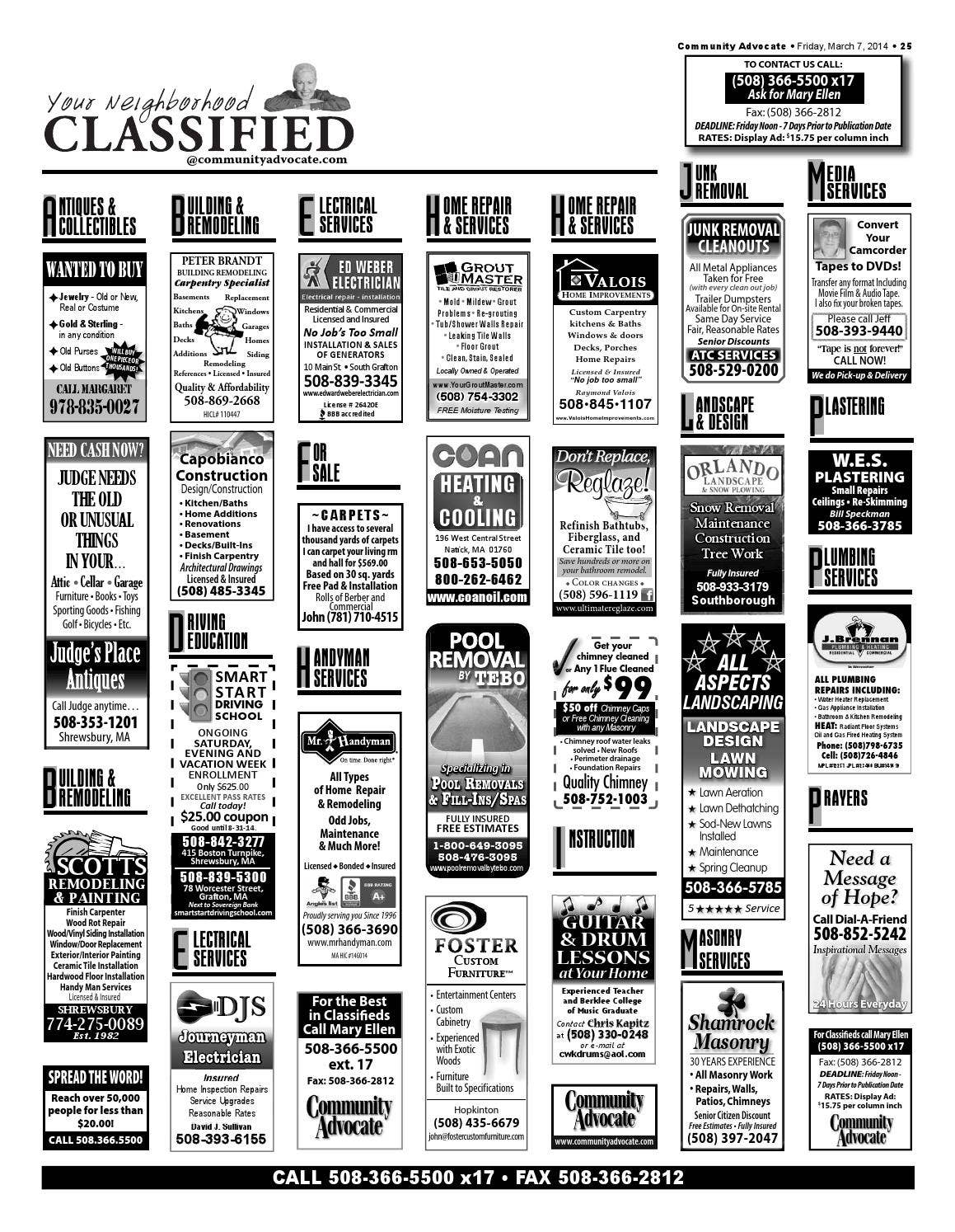 Classifieds 03 07 14 by Community Advocate - Issuu