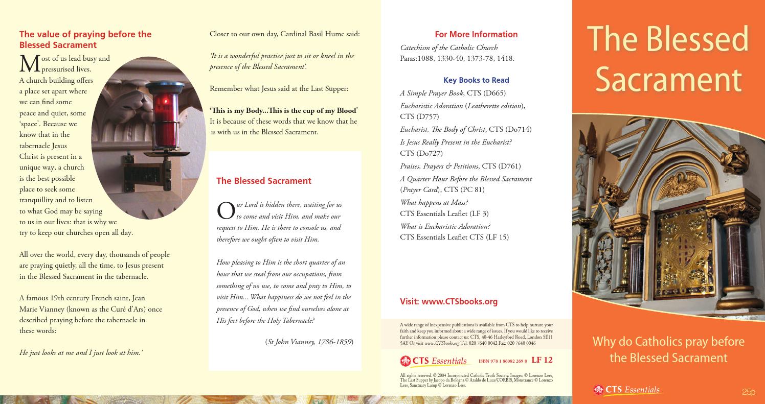 The Blessed Sacrament - Leaflet by Catholic Truth Society - Issuu