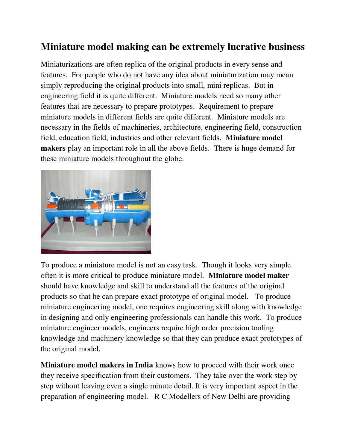 Miniature model making can be extremely lucrative business by engg ...