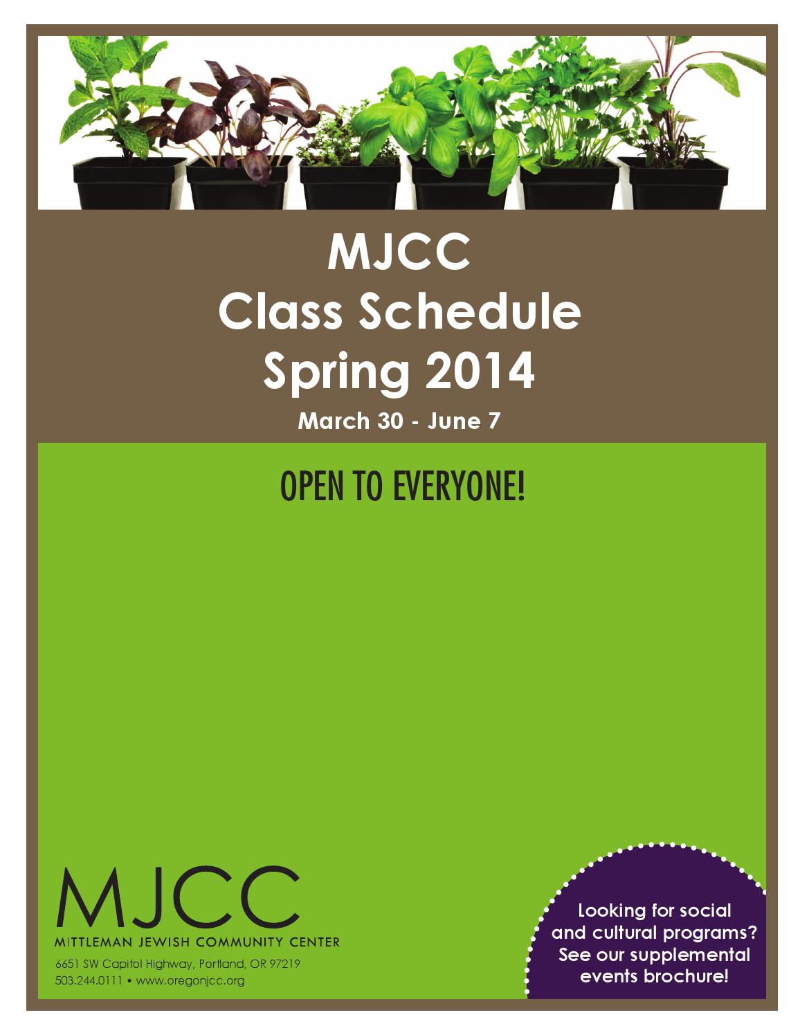 MJCC Spring 2014 Class Schedule by Becky Hornsten - Issuu