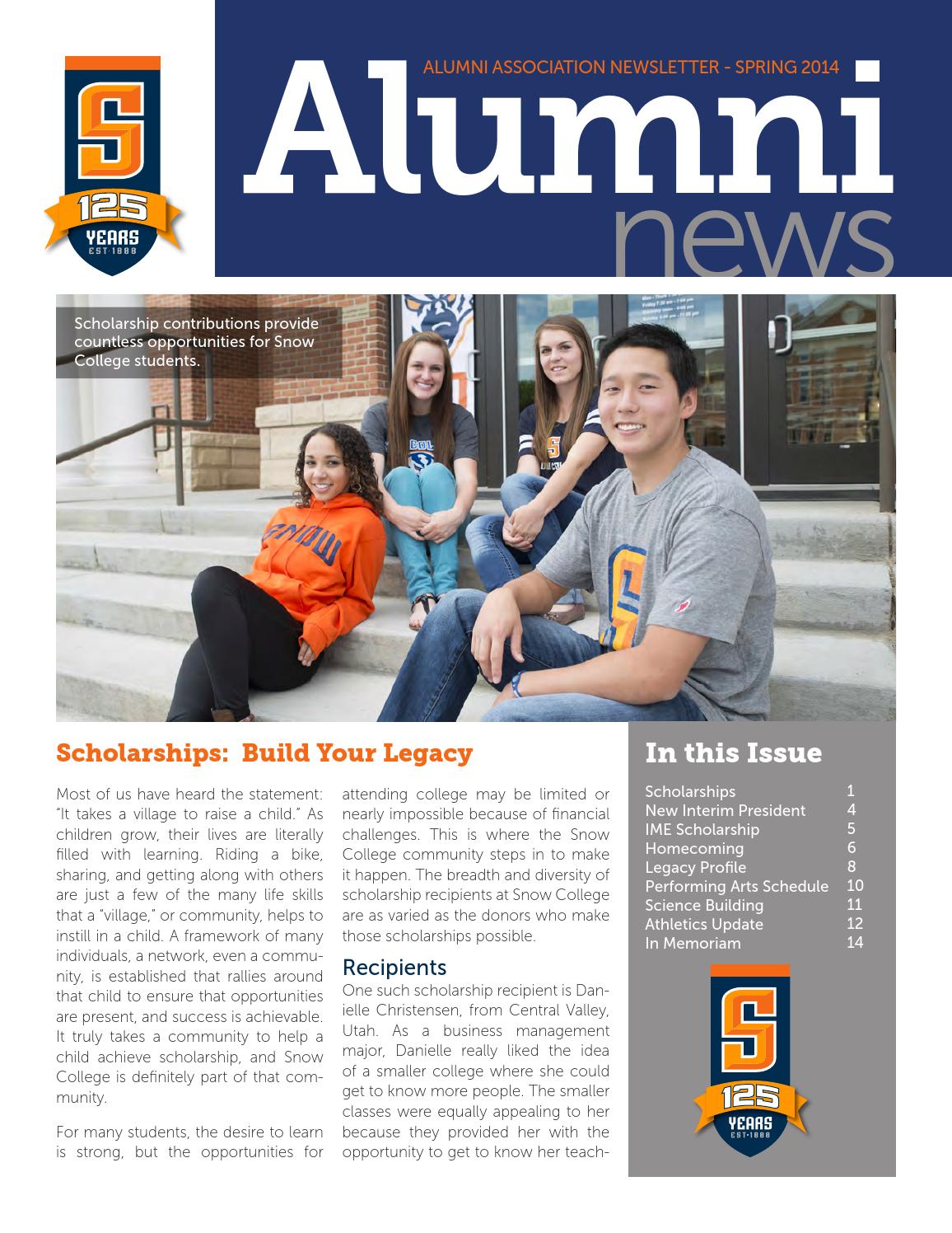 Snow College Alumni News - Spring 2014 by Snow College - Issuu