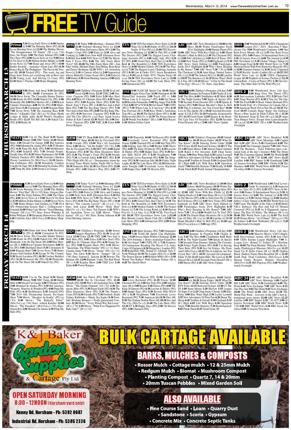 TV Guide - March 13 - March 18, 2014 by The Weekly Advertiser - Issuu