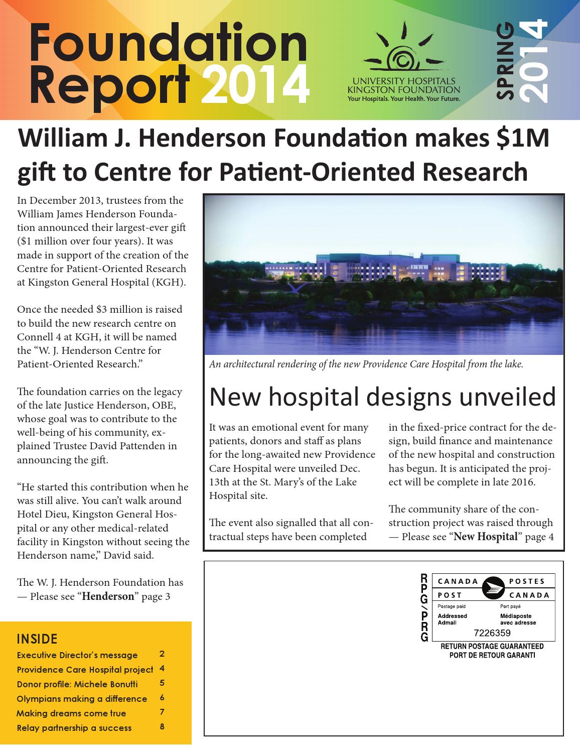Foundation Report - Spring 2014 by University Hospitals Kingston ...