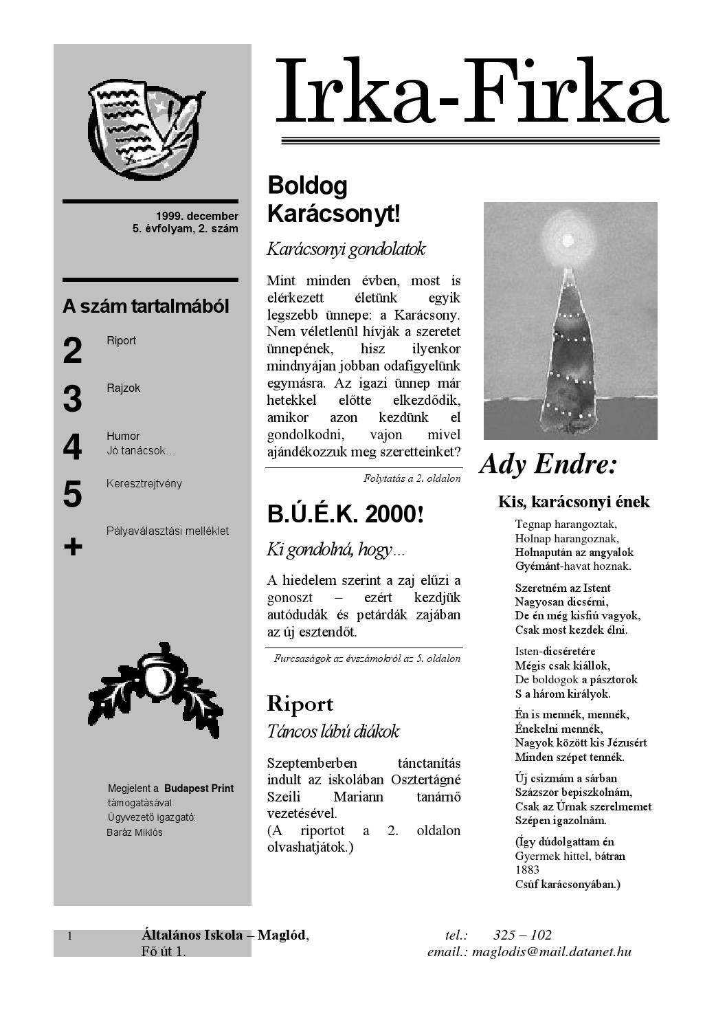 Irka firka 1999 december by Hosszu Tibor - Issuu