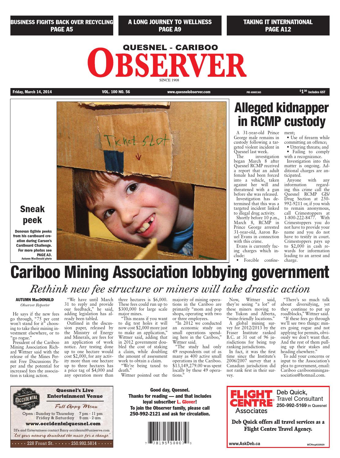 Quesnel Cariboo Observer, March 14, 2014 by Black Press Media Group - Issuu