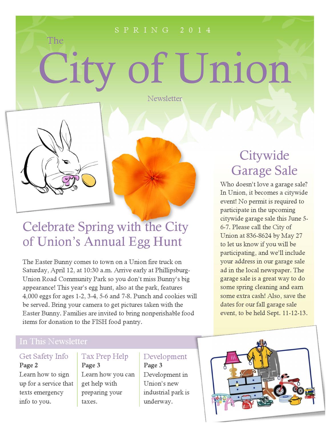 Spring 2014 City of Union Newsletter by IntentPR - Issuu
