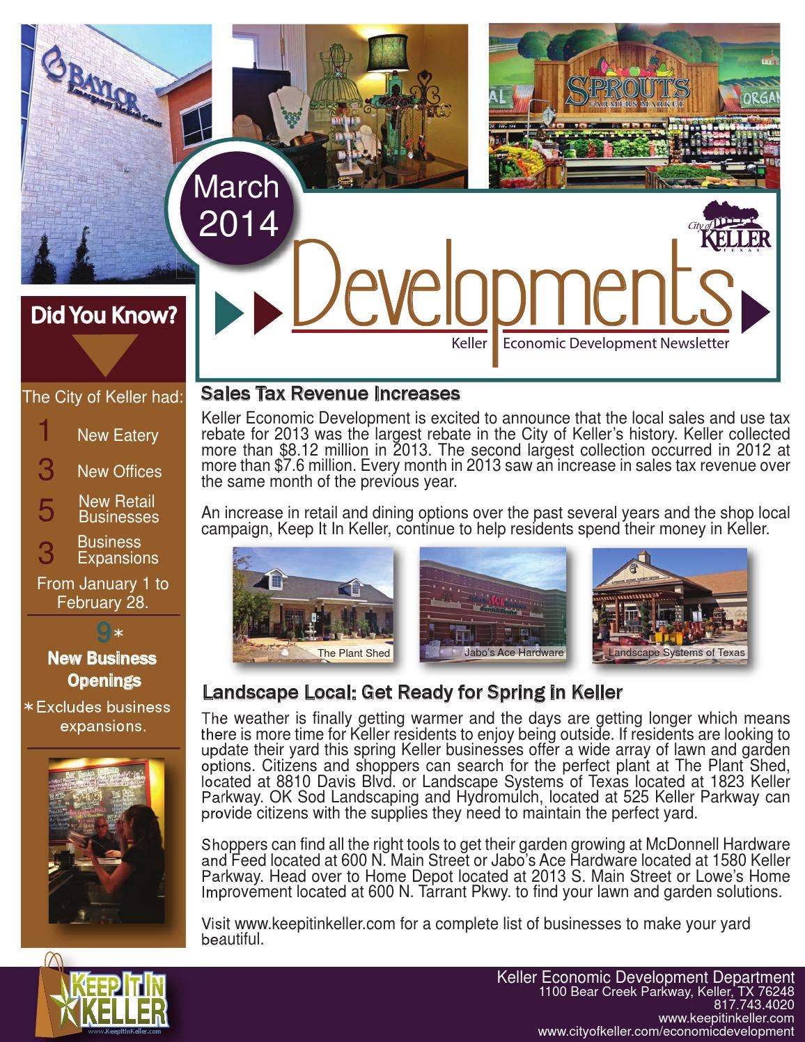 March 2014 Economic Development Newsletter - City of Keller by City of ...