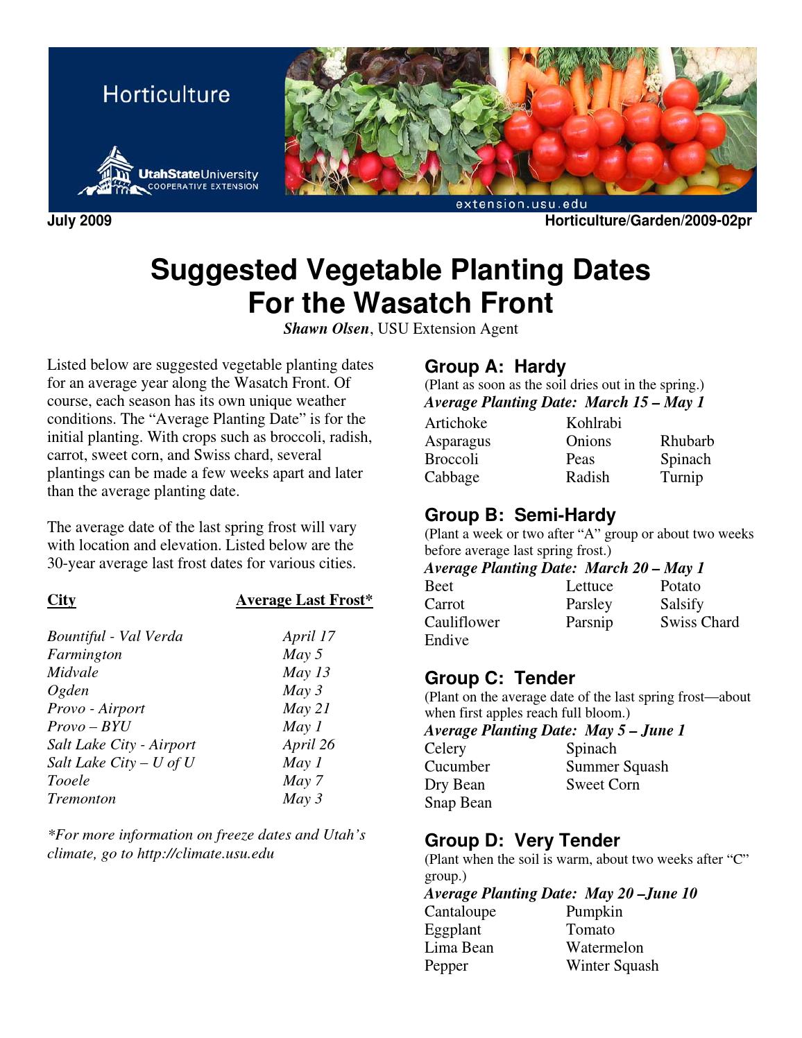 Utah Spring Planting Guidelines by Utah State University Extension - Issuu