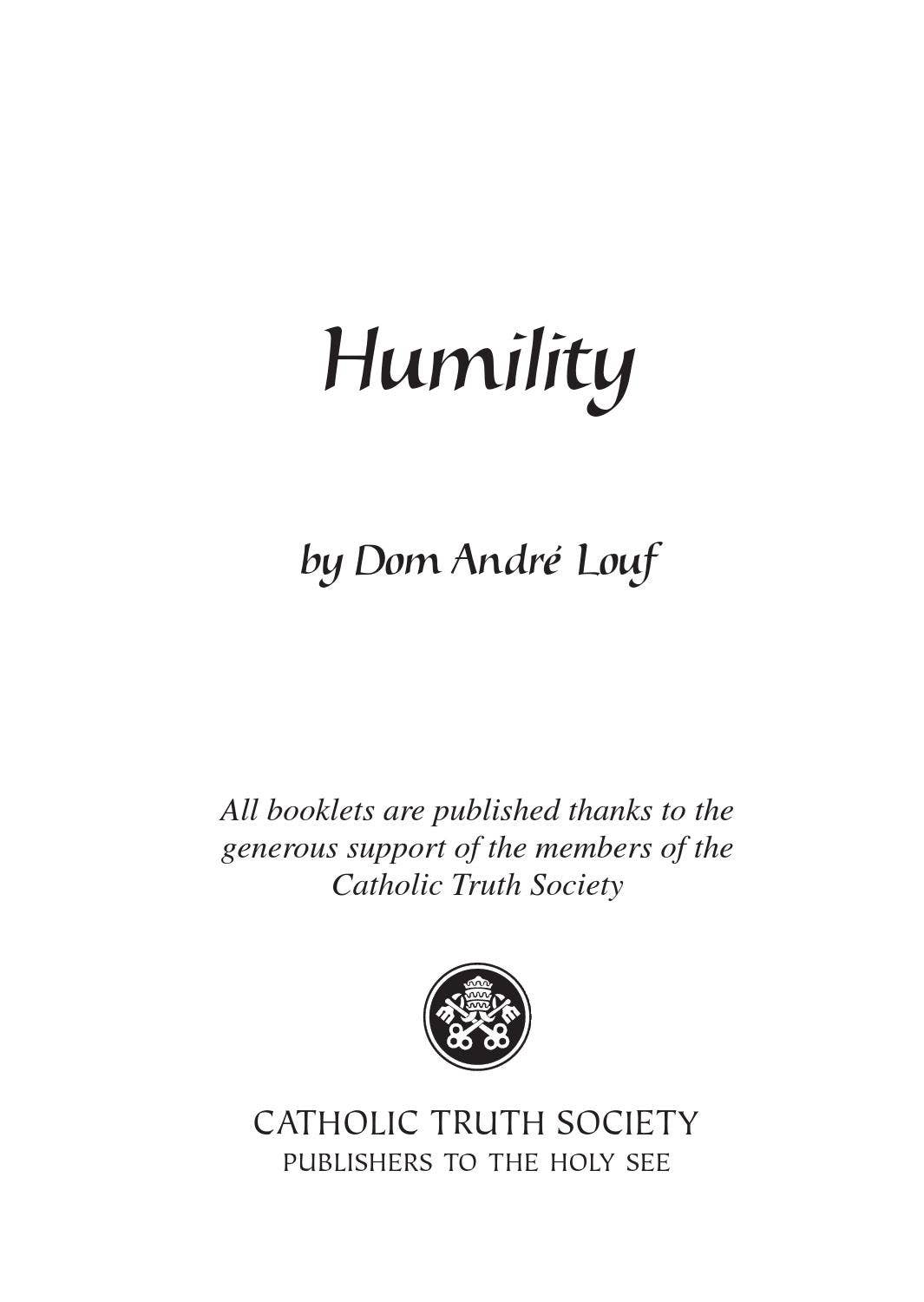 Humility by Catholic Truth Society - Issuu