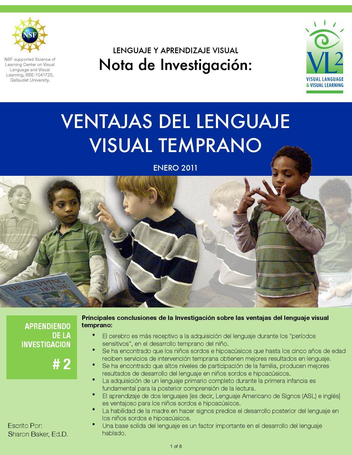 Research Brief 2: Advantages of Early Visual Language (Spanish) by ...
