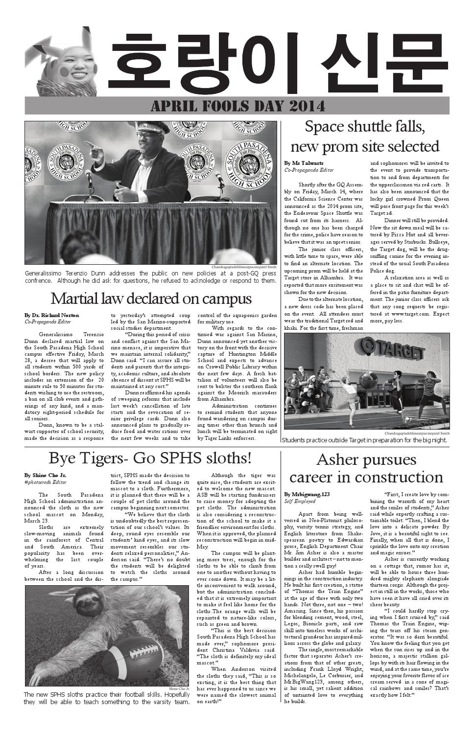 April Fools 2014 by Tiger Newspaper - Issuu