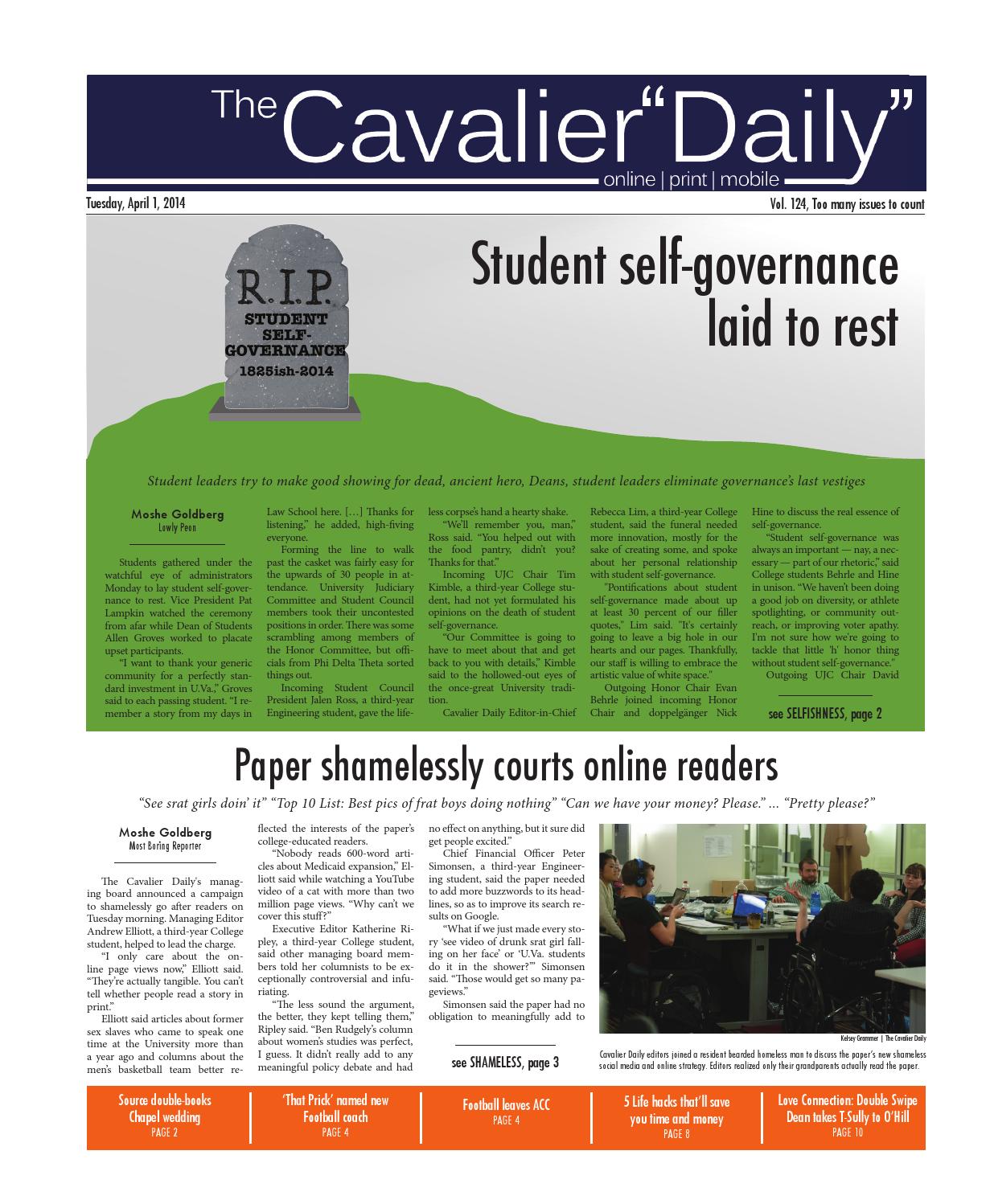 Tuesday, April 1, 2014 by The Cavalier Daily - Issuu