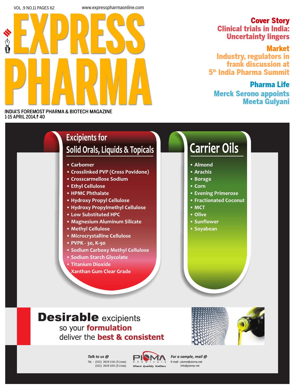 Express Pharma April 1-15, 2014 by Indian Express - Issuu
