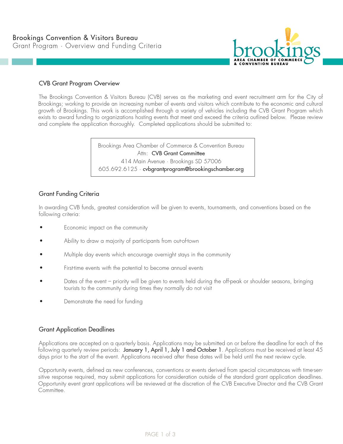 Cvb grant application criteria 2014 1 by Visit Brookings - Issuu