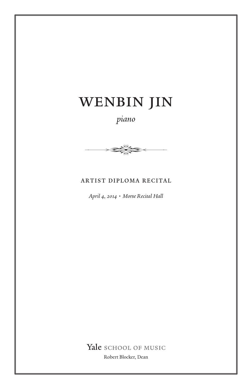 Wenbin Jin, piano by Yale School of Music - Issuu