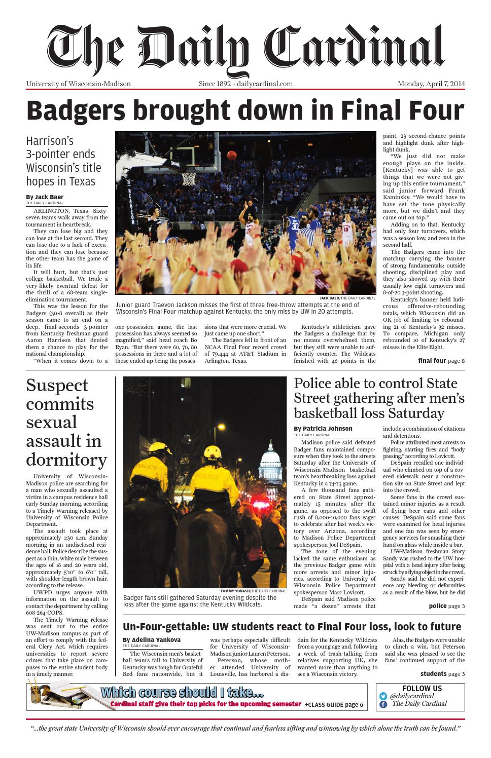 The Daily Cardinal - Monday, April 7, 2014 by The Daily Cardinal - Issuu