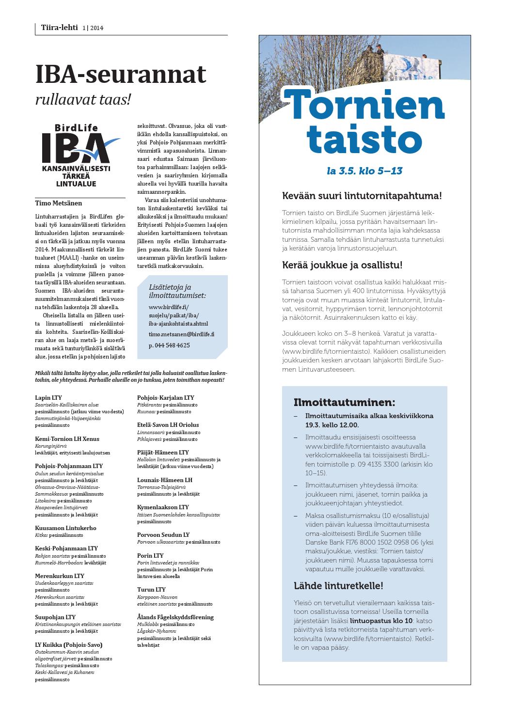 Tiira 1/2014 by BirdLife Suomi - Issuu