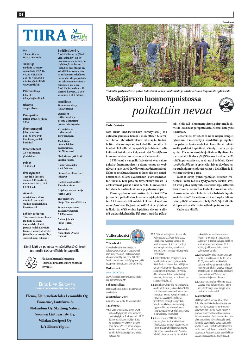 Tiira 1/2014 by BirdLife Suomi - Issuu