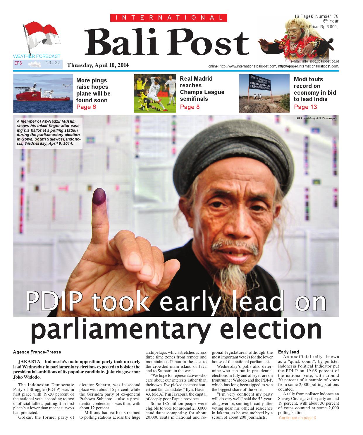 Edisi 10 April 2014 | International Bali Post by e-Paper KMB - Issuu