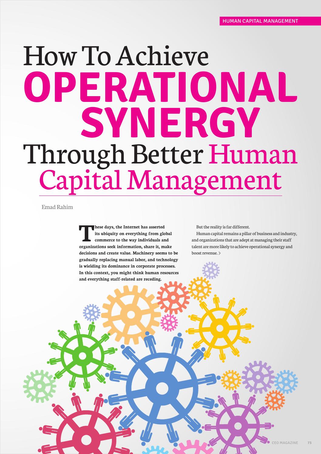 How to Achieve Operational Synergy by Emad Rahim, DM, PMP - Issuu