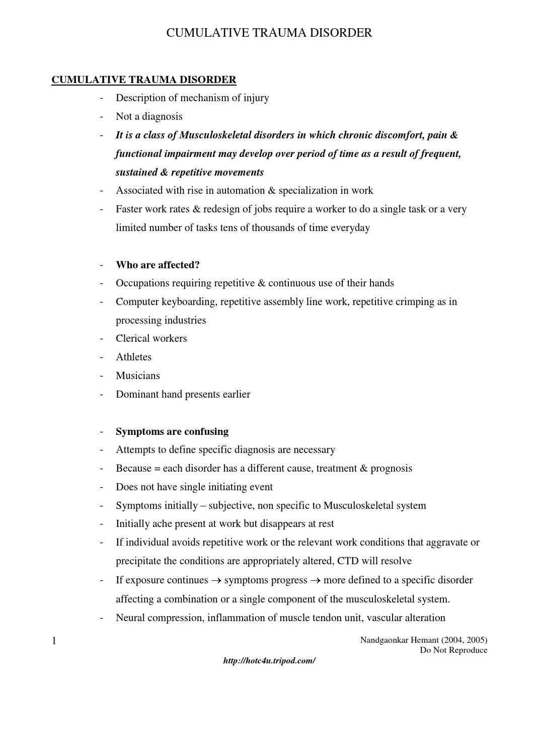 cumulative trauma disorder by Hemant Nandgaonkar - Issuu