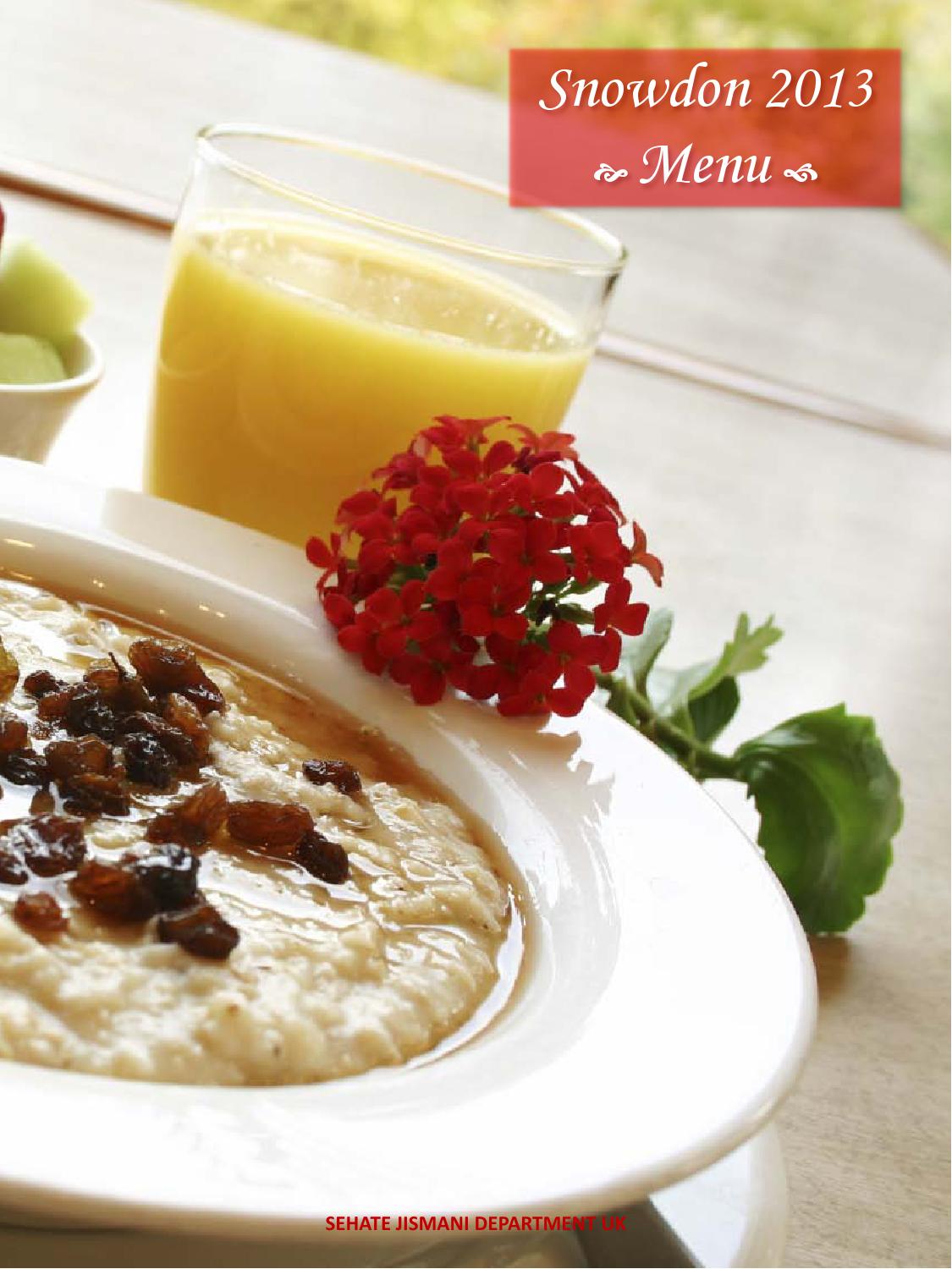 Menu for Snowdon Trip, June 2013 by Shama Ahmed Hayat - Issuu