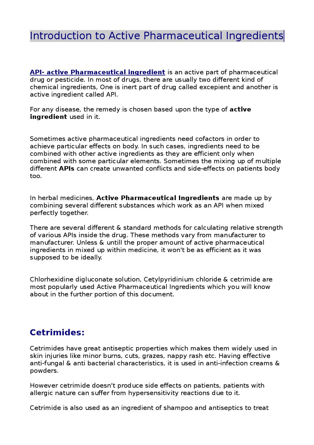 Introduction to active pharmaceutical ingredients (api) by Smartinfosys ...