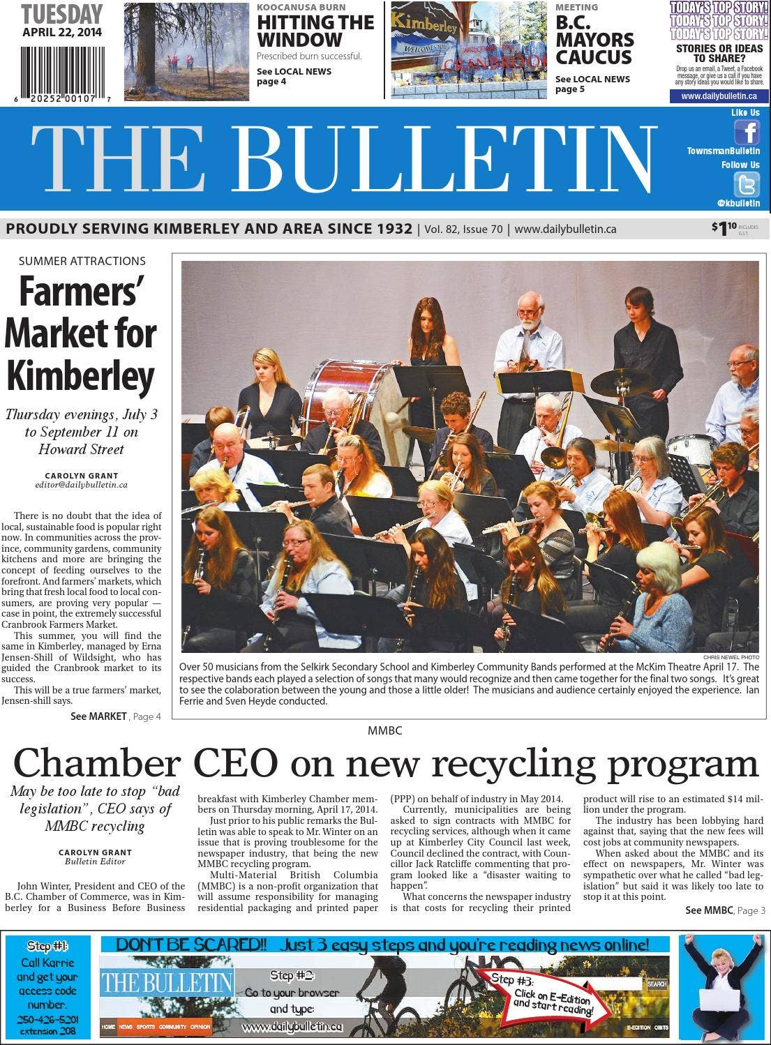 Kimberley Daily Bulletin, April 22, 2014 by Black Press Media Group - Issuu