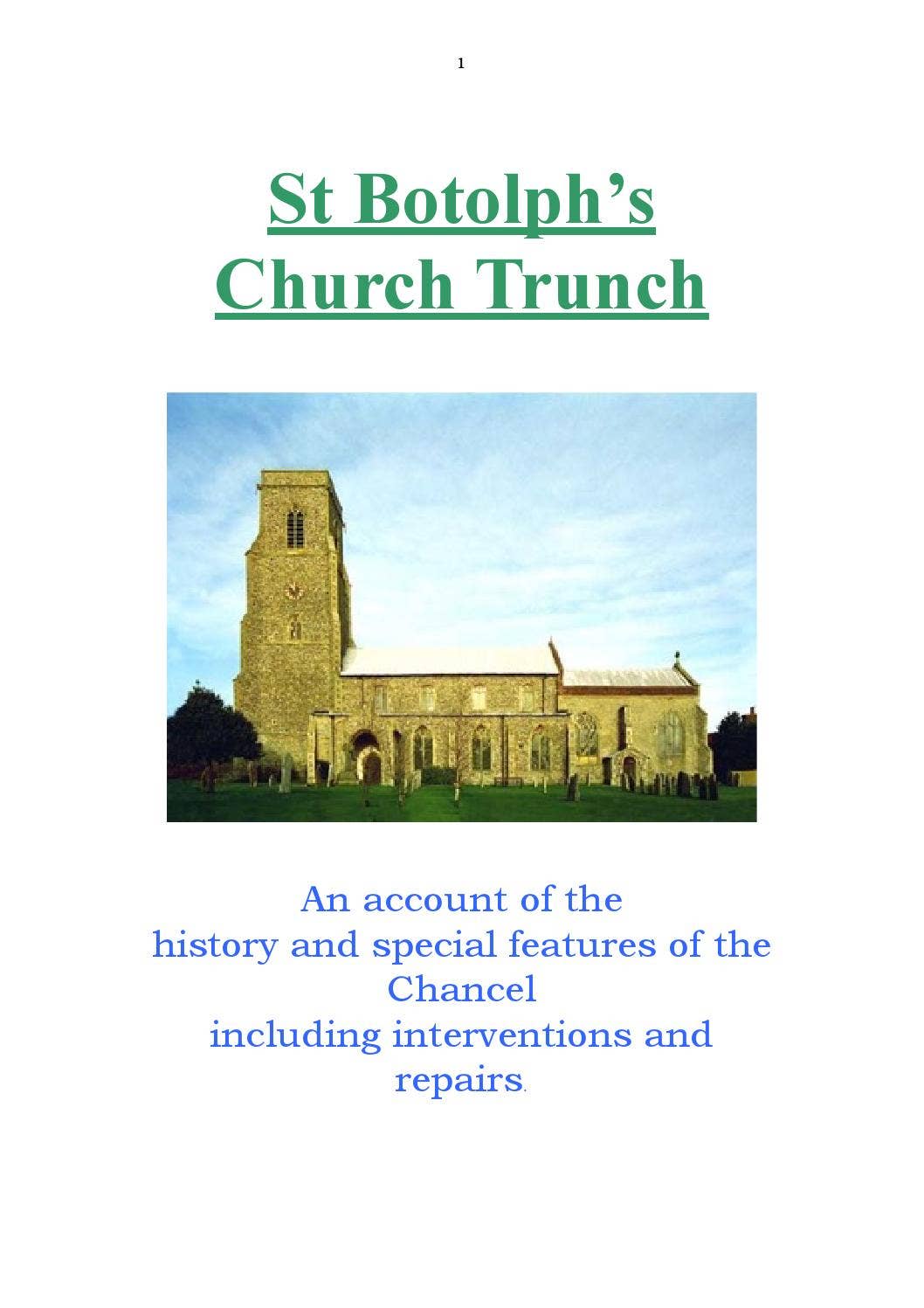 St Botolph's Church Trunch - Chancel History and Special Features by ...