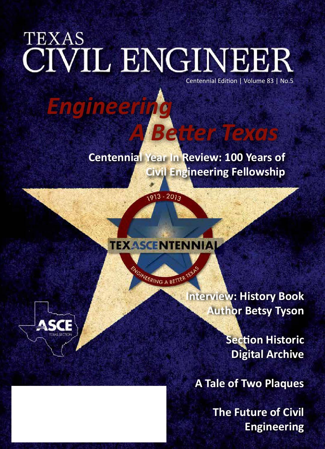 Texas Civil Engineer Centennial issue by TexasASCE - Issuu