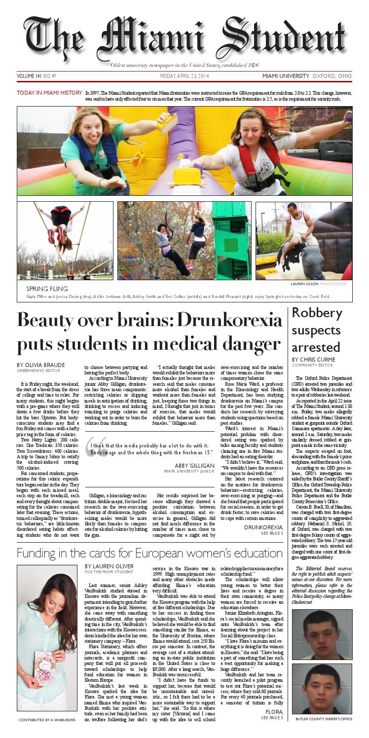 April 25, 2014 | The Miami Student by The Miami Student - Issuu