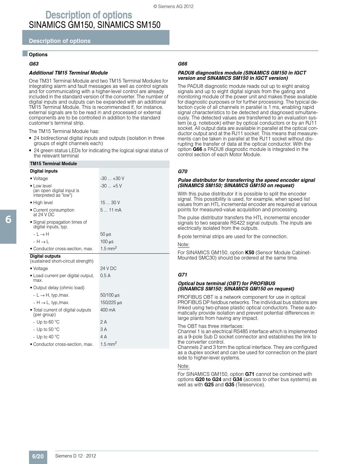 Sinamics gm150 sm150 catalog d12 2012 supplement 2013 en by jeff loor - Issuu