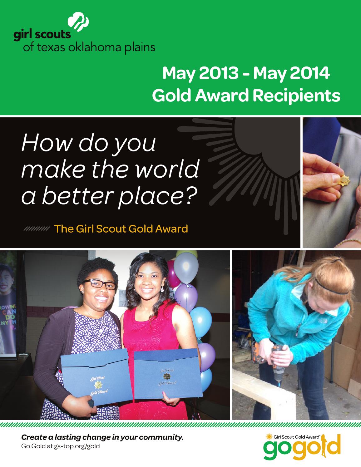 2014 GS-TOP Gold Award Recipients by Girl Scouts of Texas Oklahoma ...