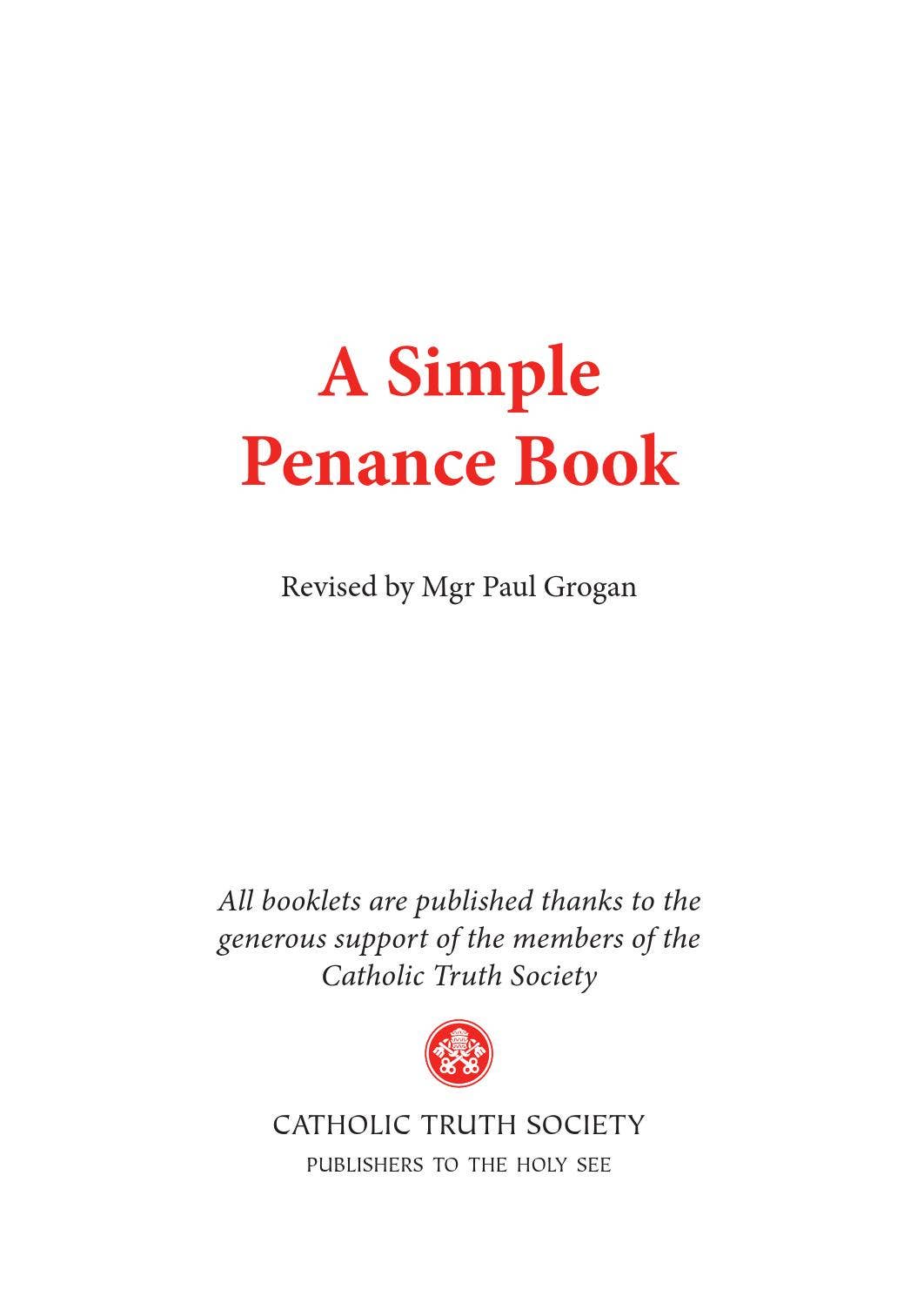 A Simple Penance Book by Catholic Truth Society - Issuu
