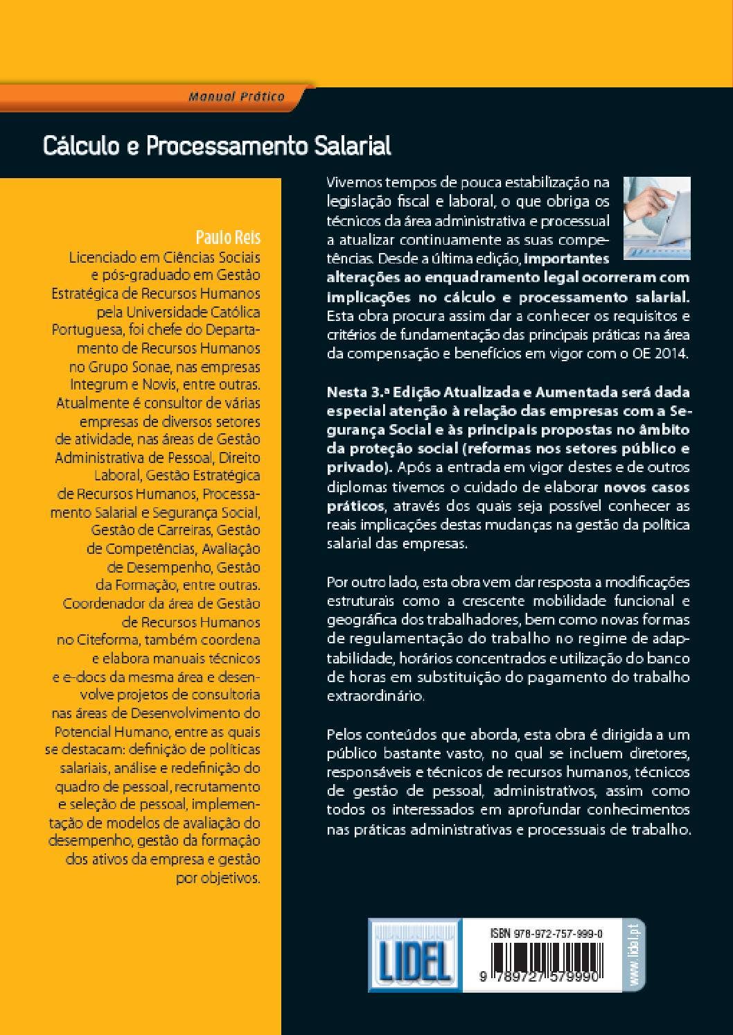 Cálculo e Processamento Salarial (3ª Ed. Atualizada e Aumentada) by ...