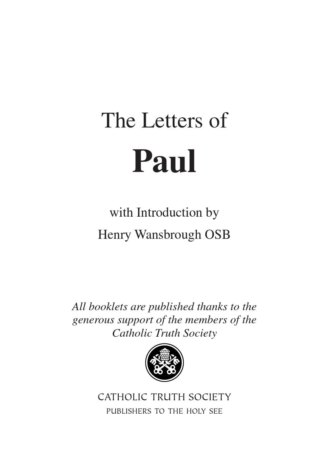 The Letters of Paul by Catholic Truth Society - Issuu