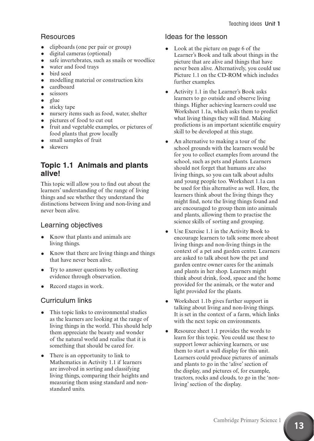 Cambridge Primary Science Teacher's Resource 1 by Cambridge ...