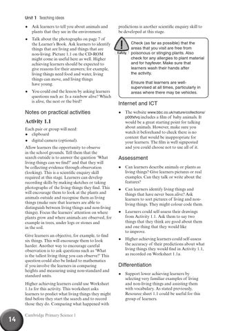 Cambridge Primary Science Teacher's Resource 1 by Cambridge ...
