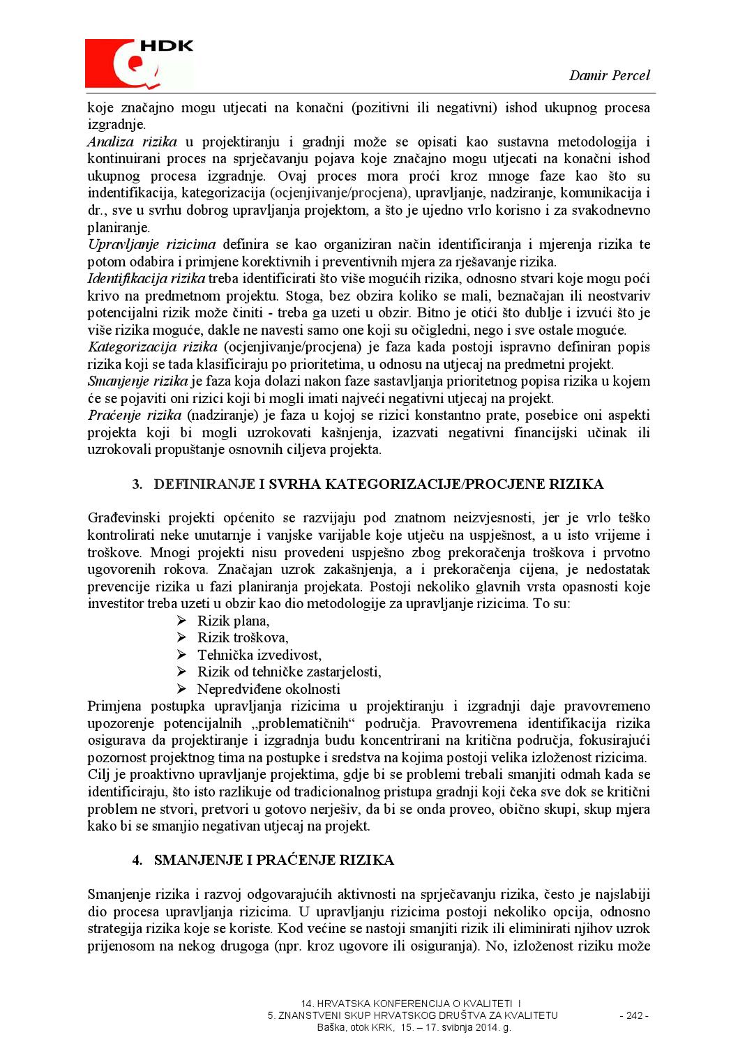 PROCJENA RIZIKA U PROJEKTIRANJU I IZGRADNJI by kvaliteta.net - Issuu