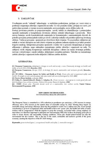 NOVE ZELENE TEHNOLOGIJE - ZAŠTITA ZDRAVLJA I SIGURNOST NA RADU by ...