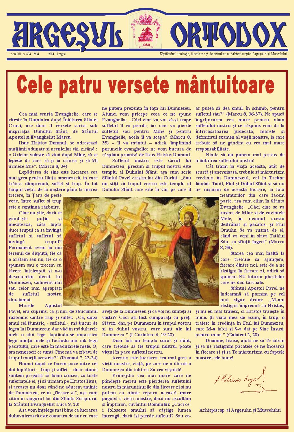 Argesul Ortodox Nr. 604 - Mai - 2014 by Eparhia Argesului - Issuu