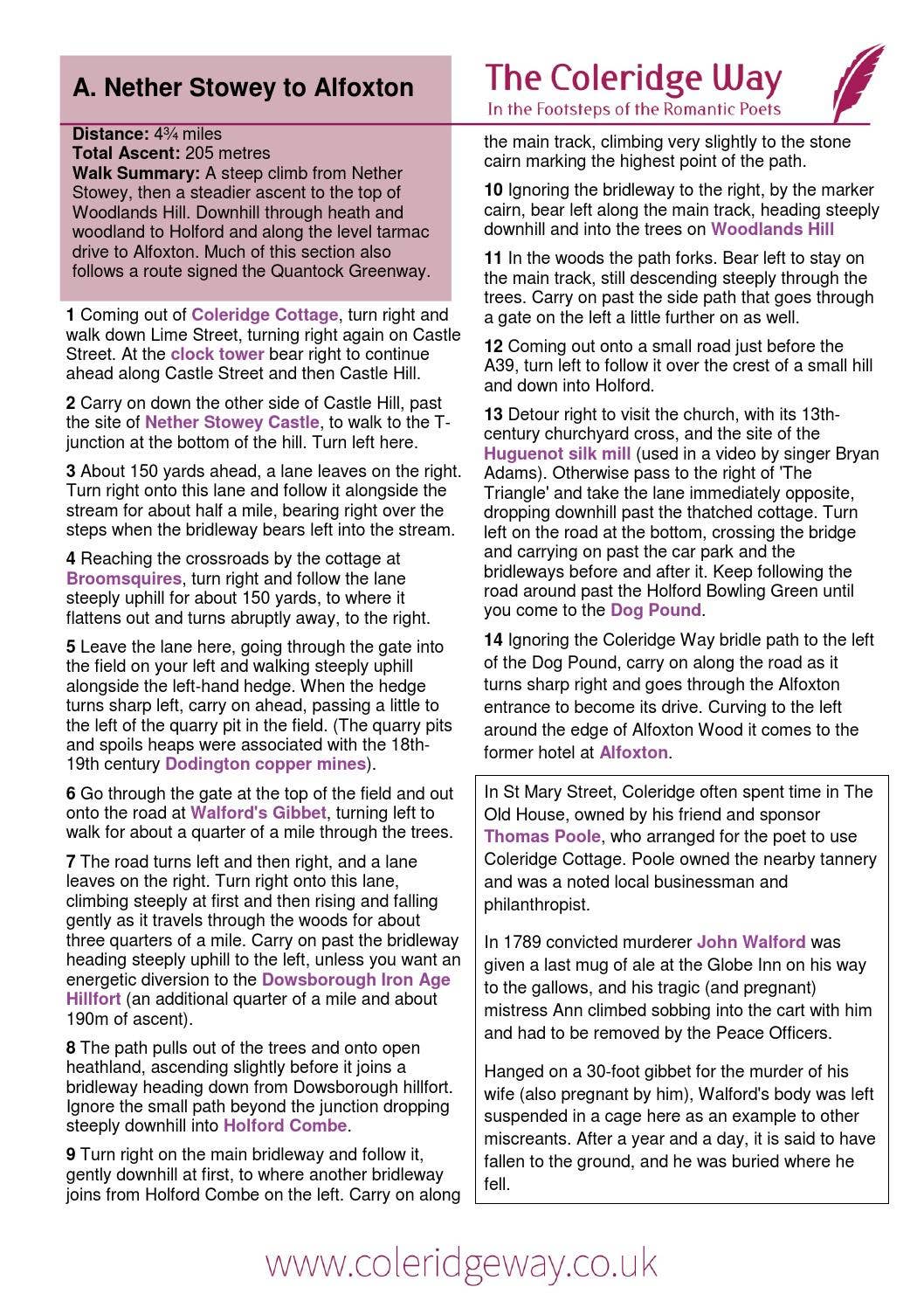 Coleridge Way Route Guide - westwards by Bryan Cath - Issuu
