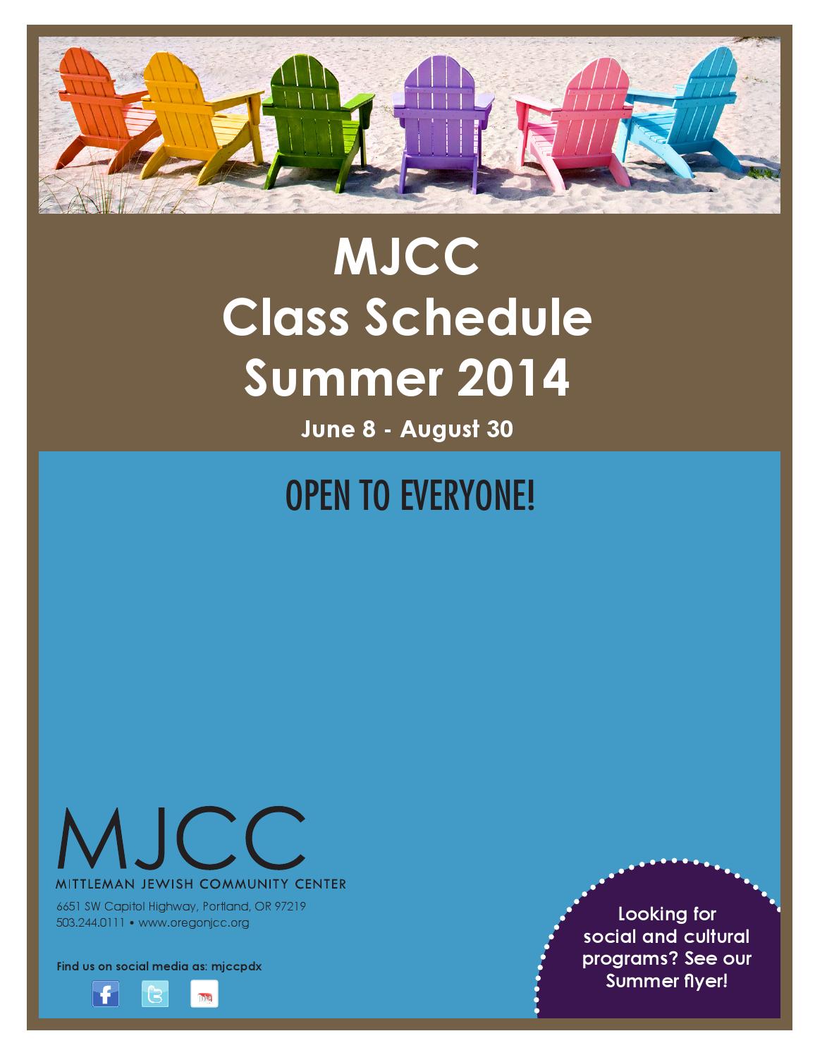 MJCC Summer Class Schedule 2014 by Becky Hornsten - Issuu