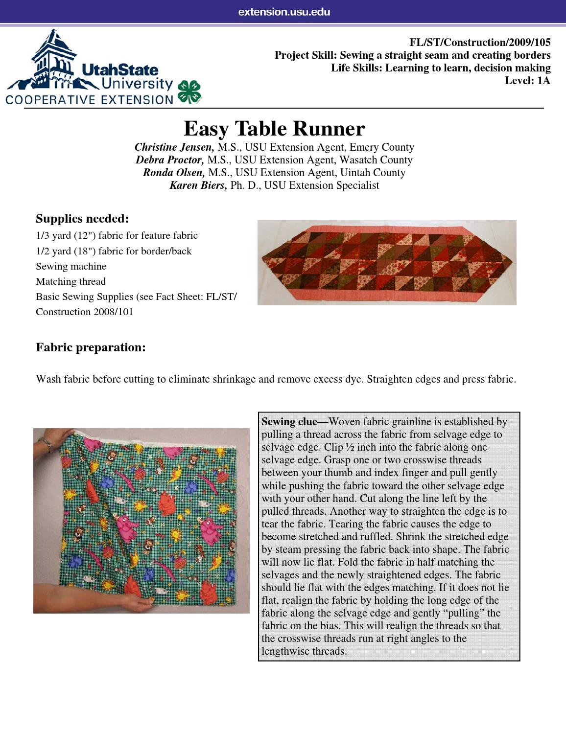 Easy Table Runner by Utah State University Extension - Issuu