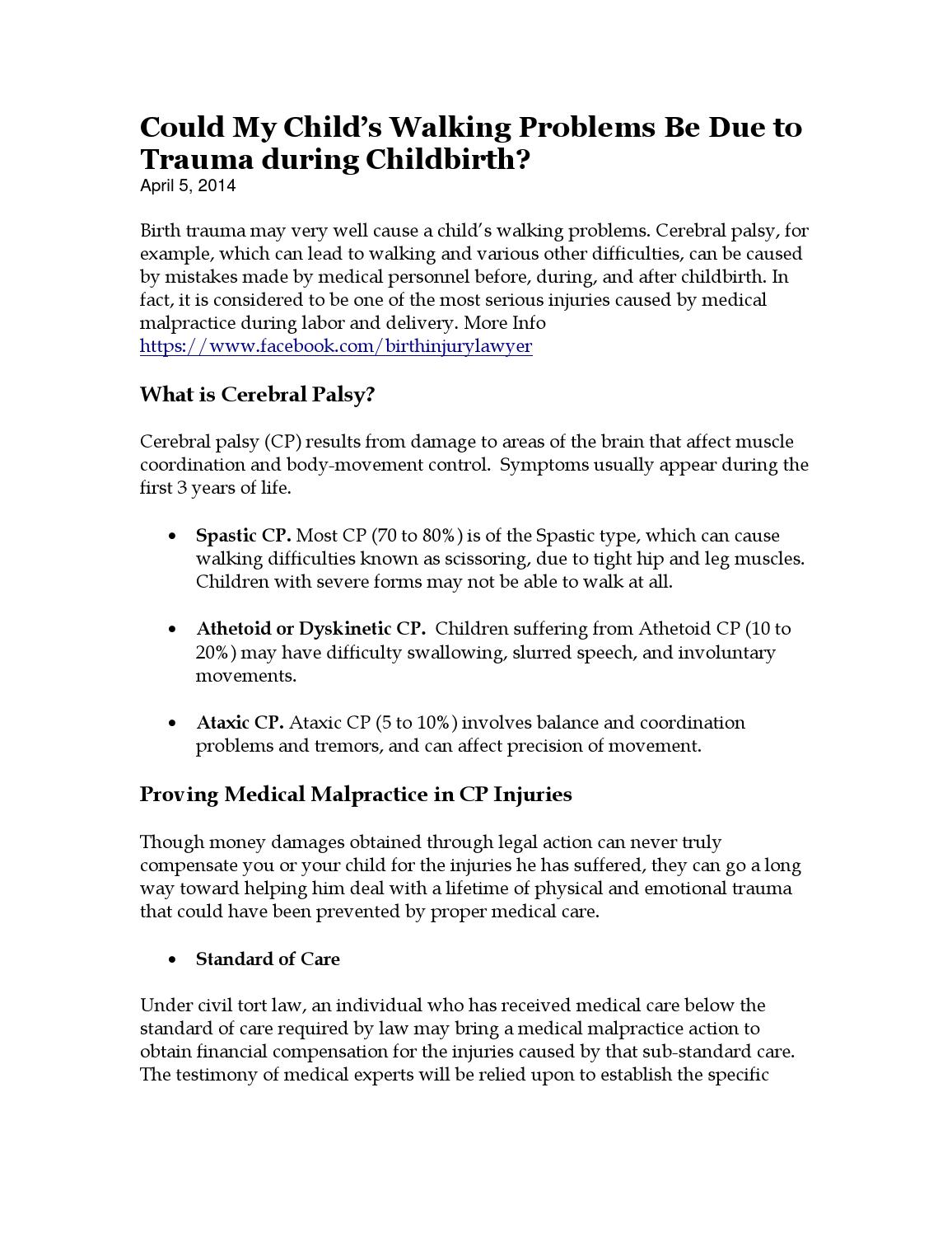 Could my child’s walking problems be due to trauma during childbirth by ...