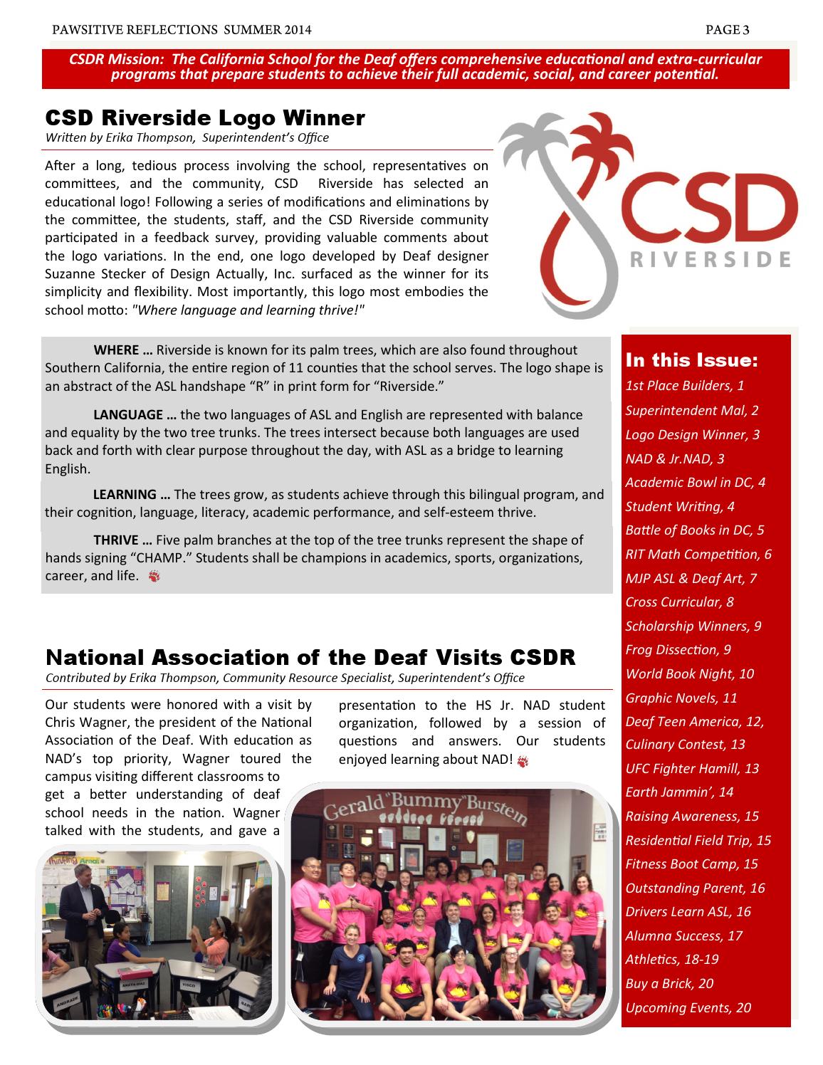 Pawsitive Reflections - CSD Riverside by California School for the Deaf ...