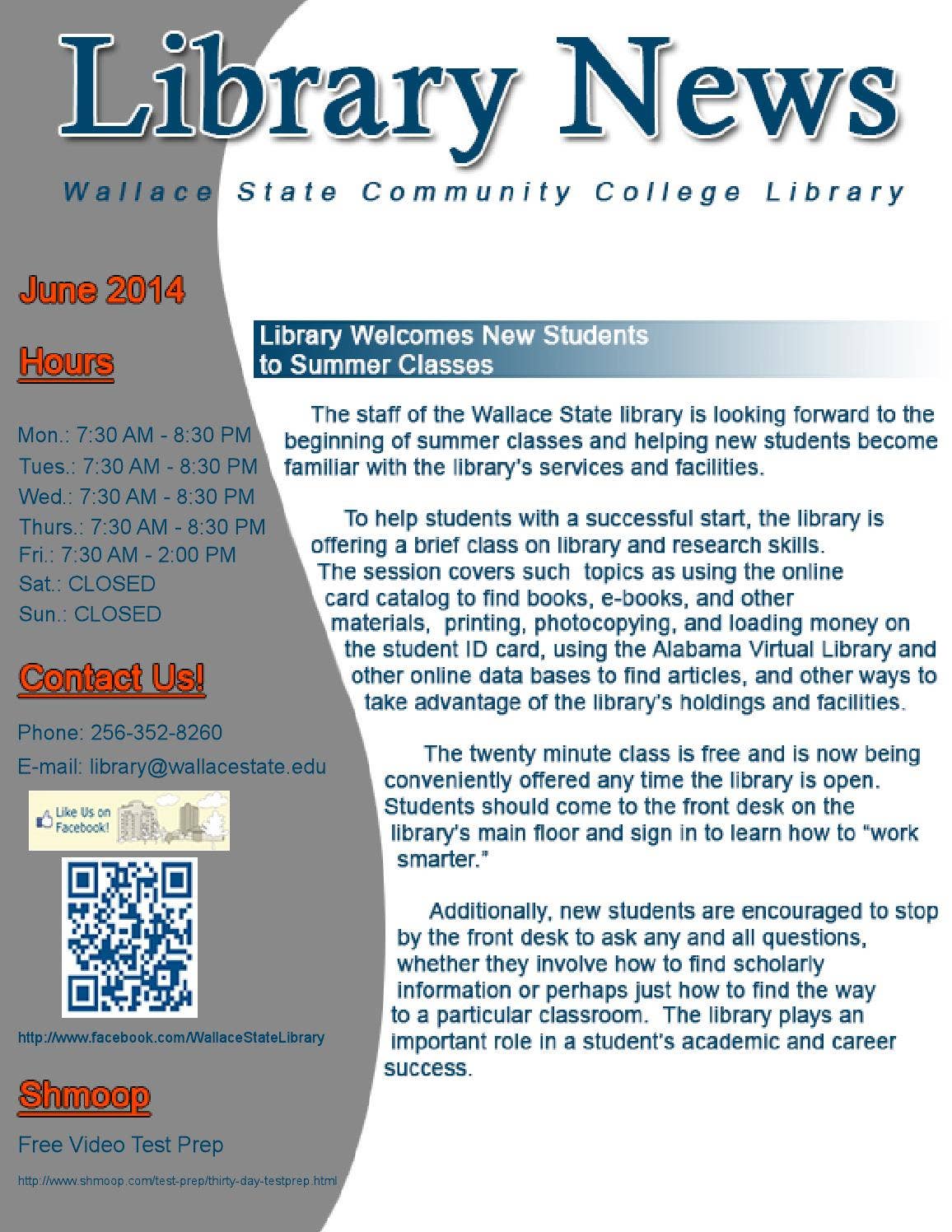 Library Newsletter June 2014 by Wallace State Community College - Issuu
