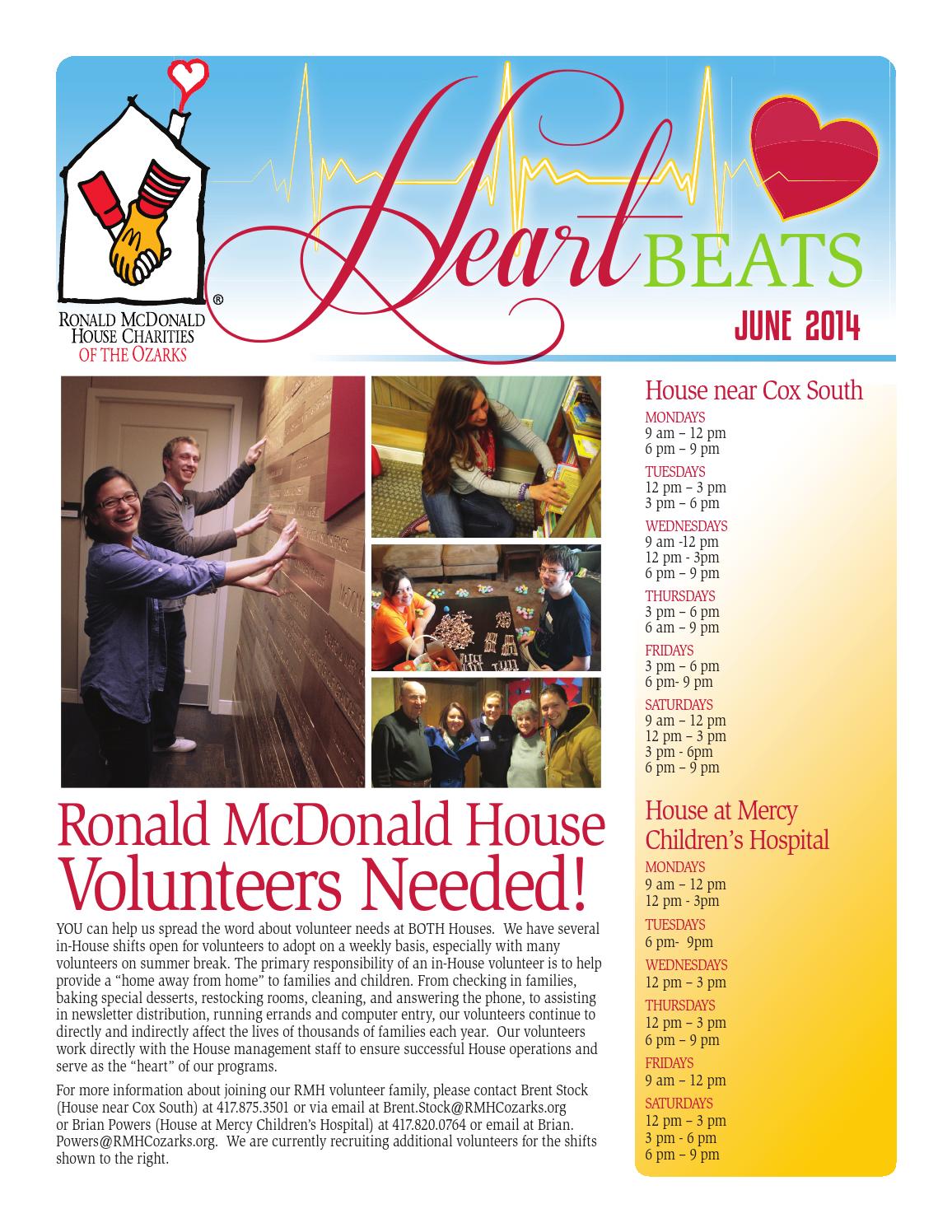 Heart Beats Newsletter, June 2014 by RMHC of the Ozarks, Inc. - Issuu
