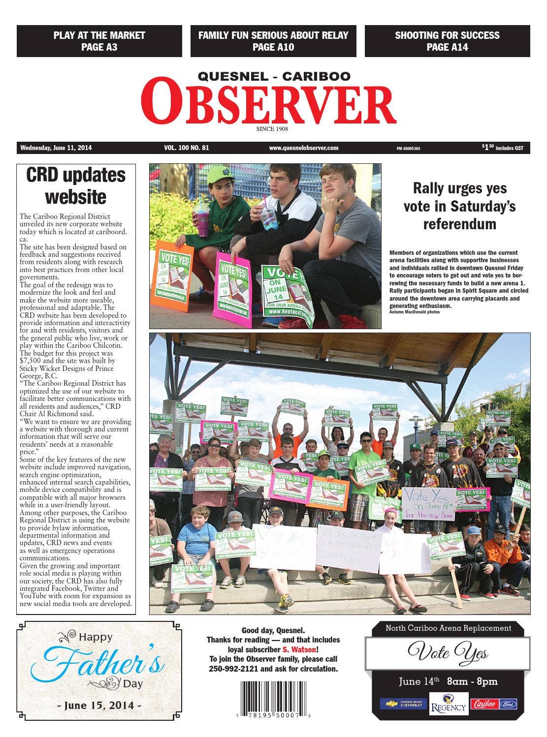 Quesnel Cariboo Observer, June 11, 2014 by Black Press Media Group - Issuu