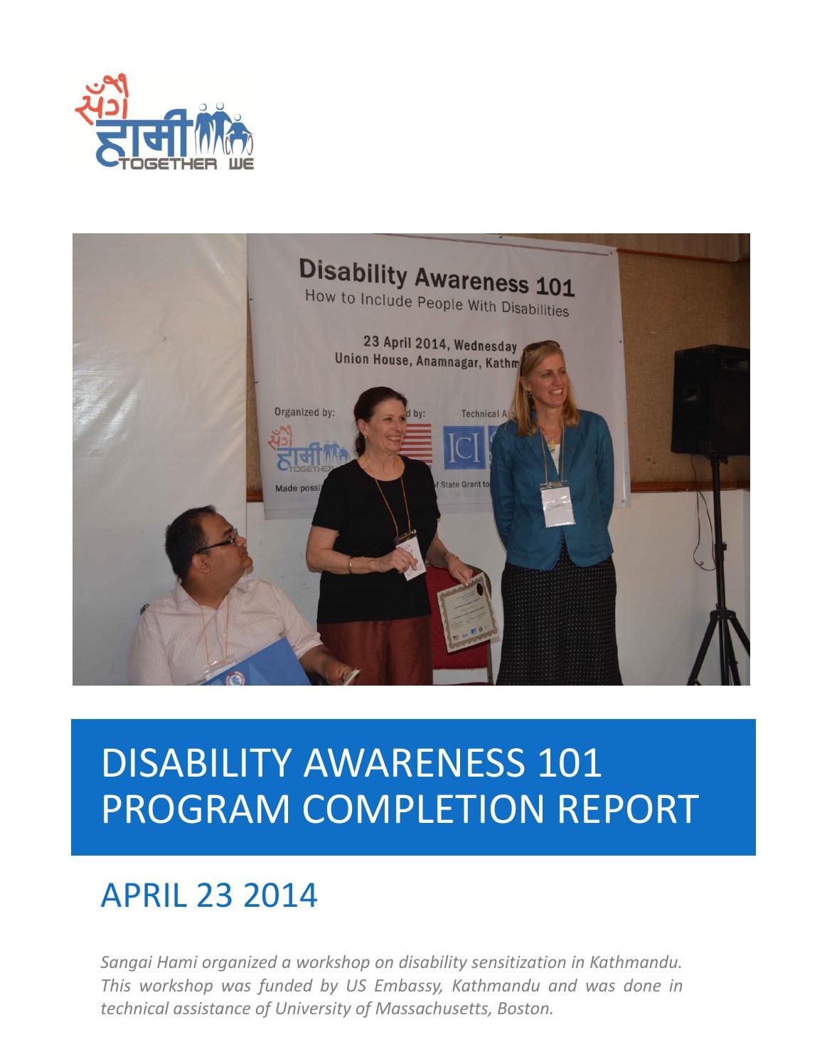 Disability Awareness 101: Program Completion Report by Sagar Prasain ...